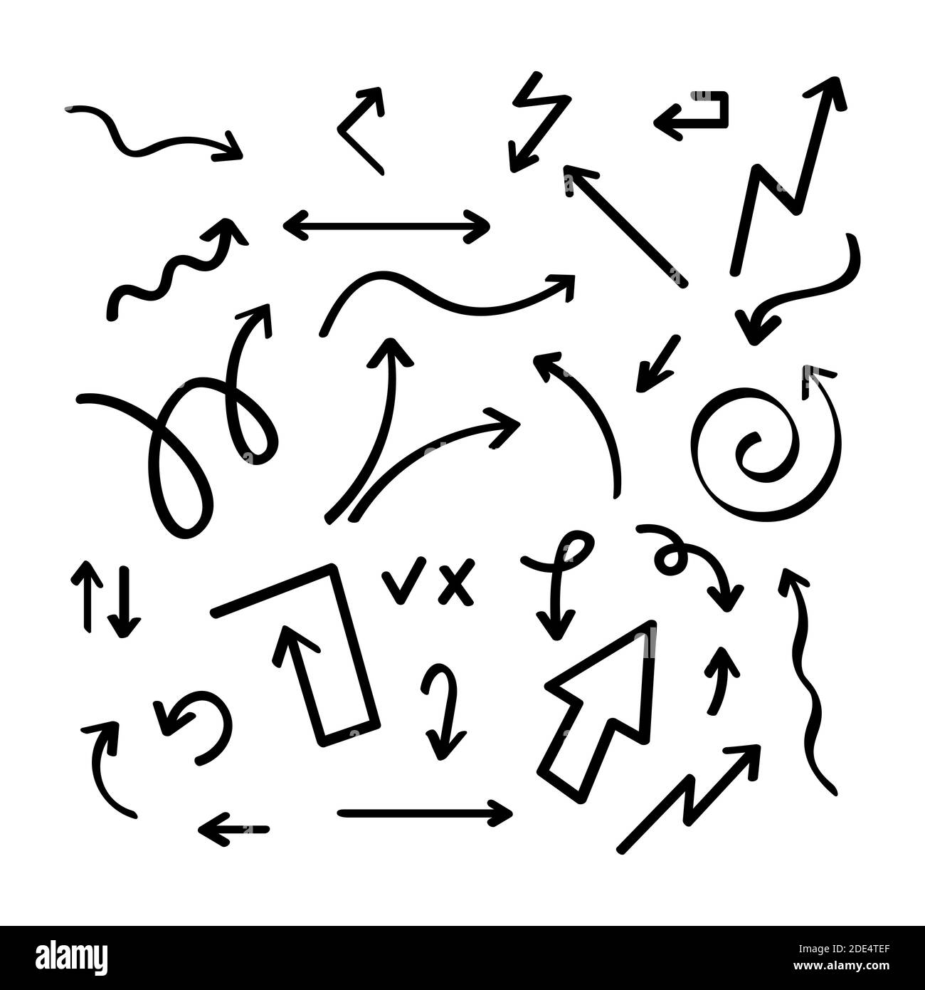 Hand drawn vector arrow collection, sketched style. Vector stock ...