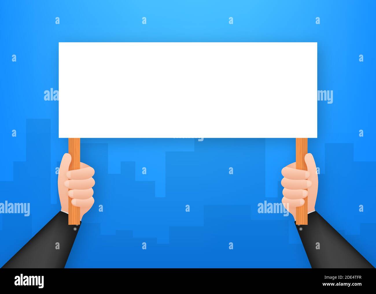 Cartoon Poster With Hand Holding Placard For Banner Design Banner