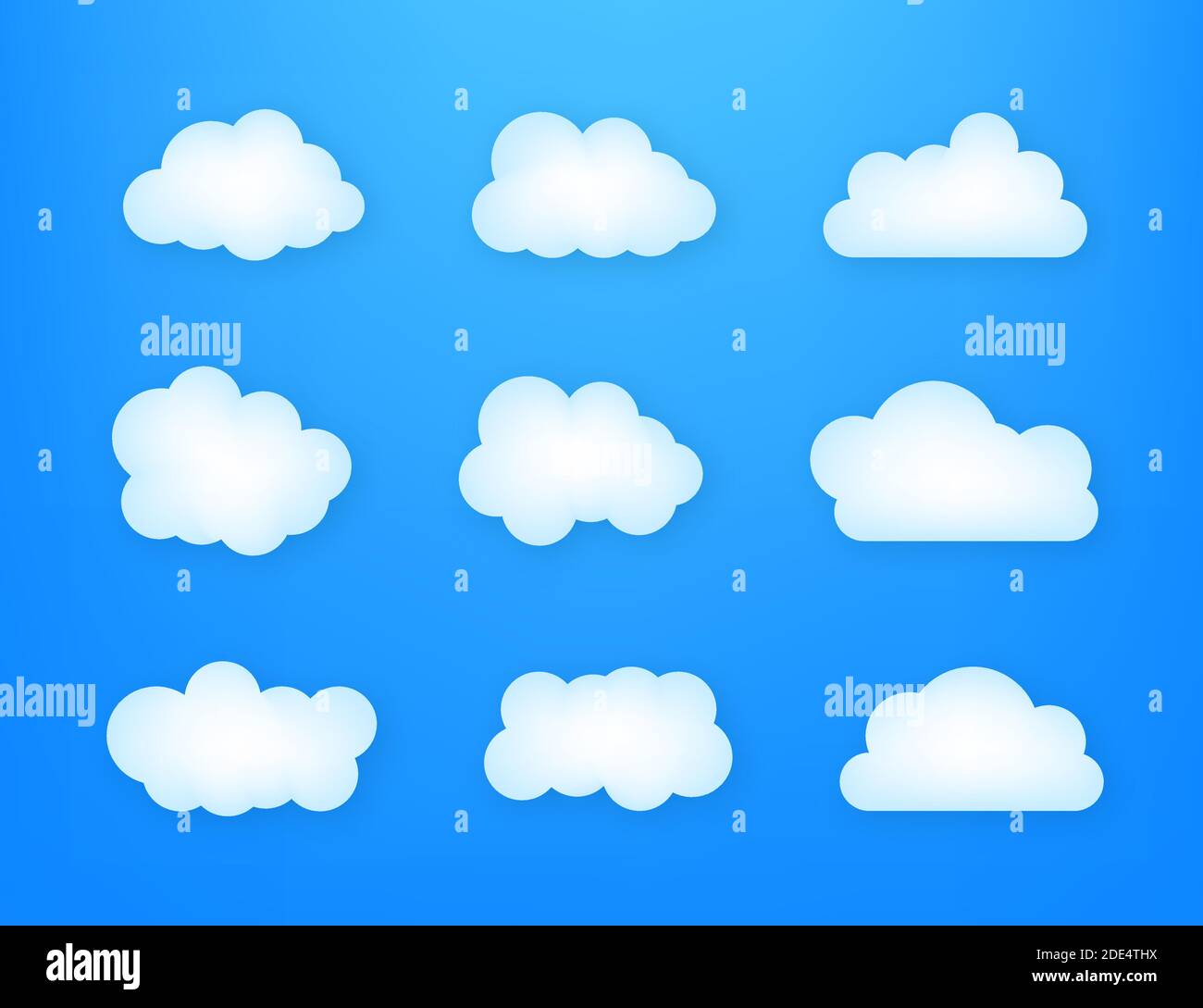 Set of blue sky, clouds. Cloud icon, cloud shape. Set of different ...