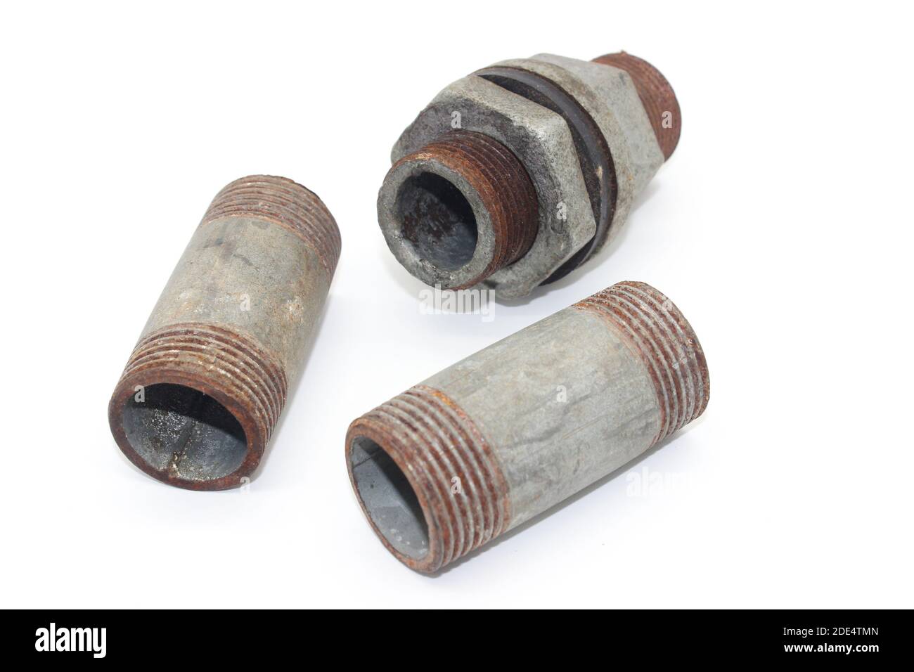 A picture of steel pipes isolated on white background Stock Photo - Alamy