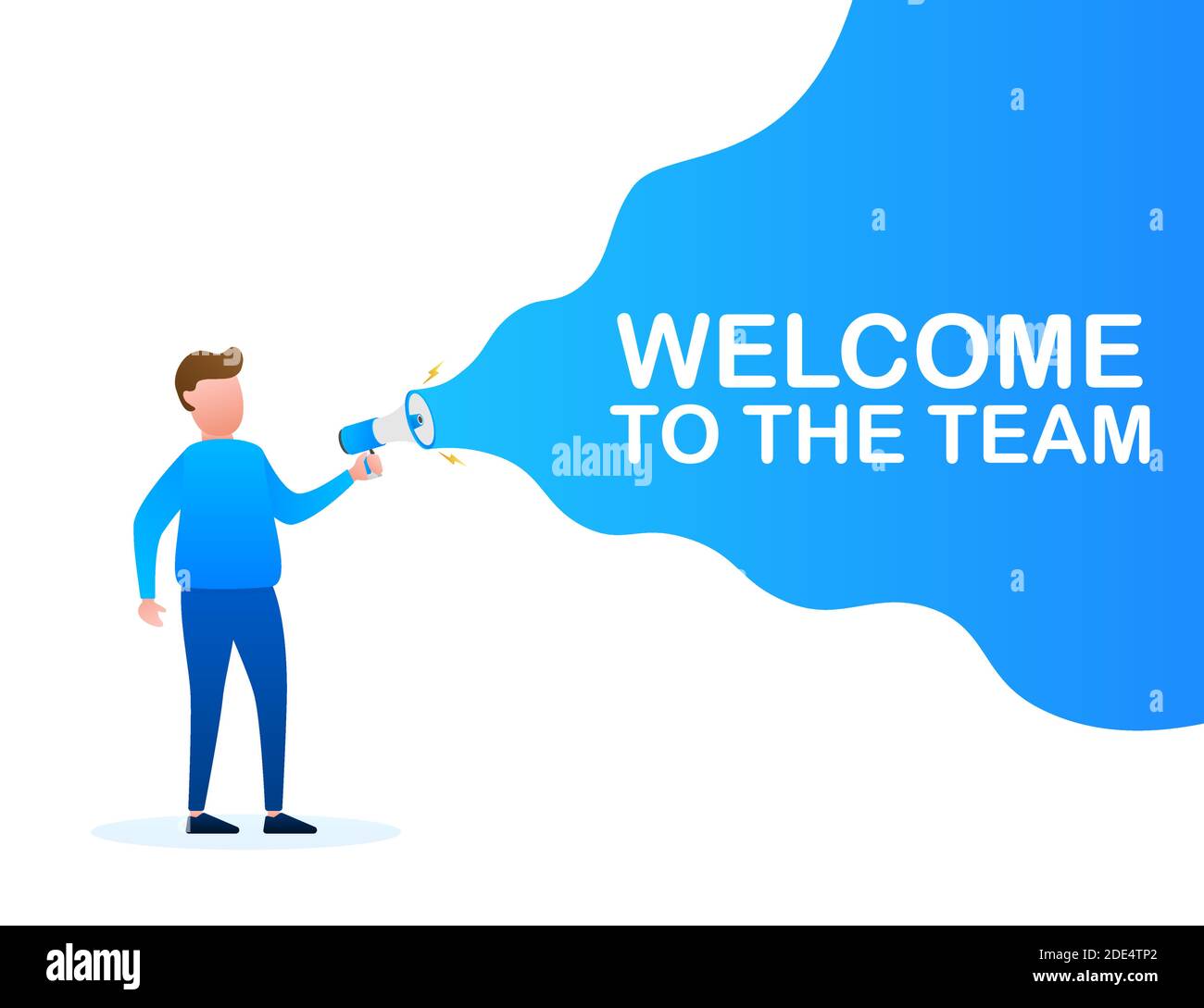 Hand Holding Megaphone with Welcome to the team. Megaphone banner. Web ...