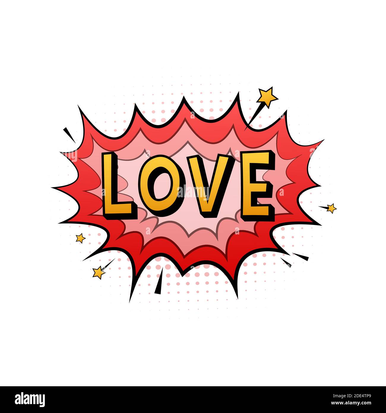 Comic speech bubbles with text Love. Vintage cartoon illustration ...