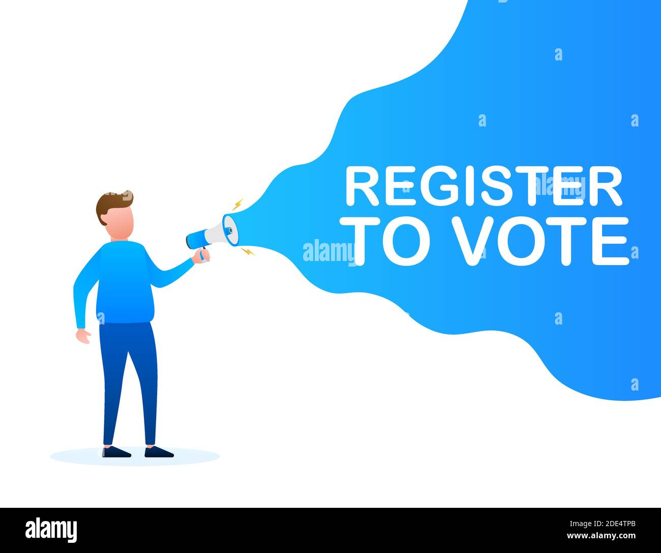 Hand Holding Megaphone with Register to vote. Vector stock illustration ...