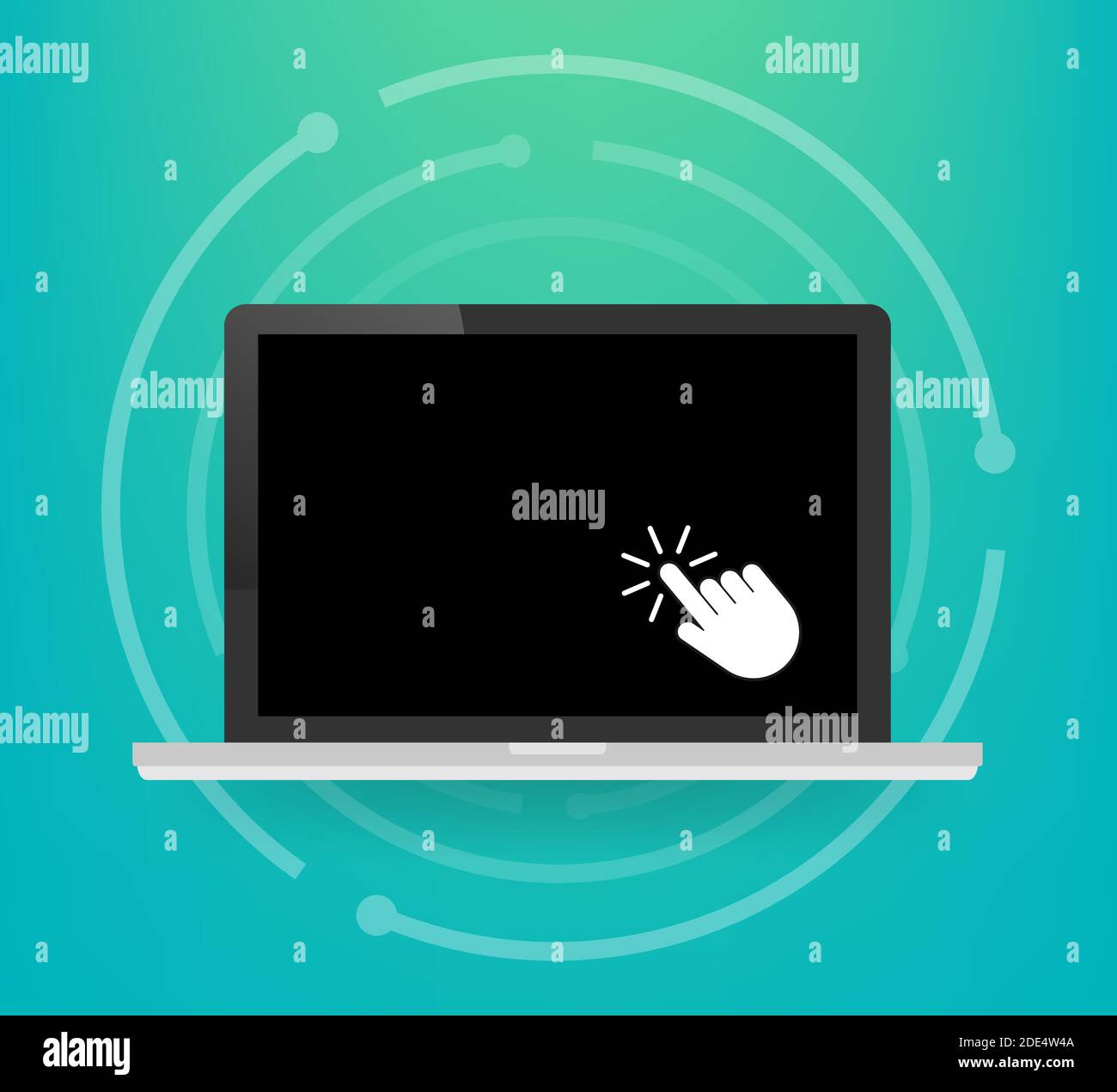 Laptop with cursor. Computer or search click arrow for website. Vector ...