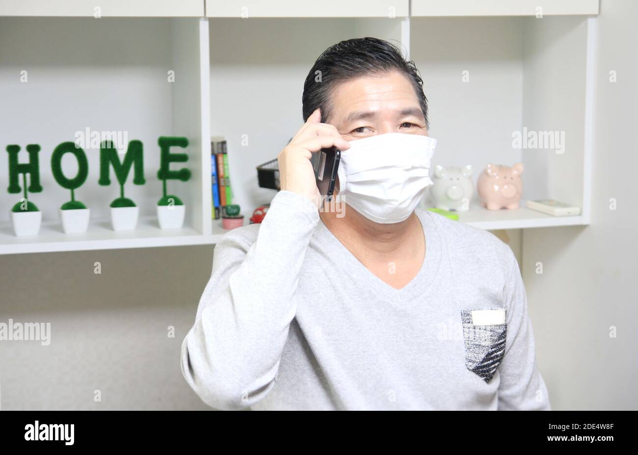 Covid-19 lifestyle working from home and self-isolation indoors Stock ...