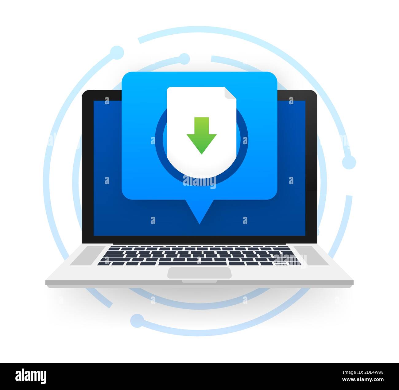Laptop and download file icon. Document downloading concept. Trendy ... Laptop and download file icon. Document downloading concept. Trendy ...