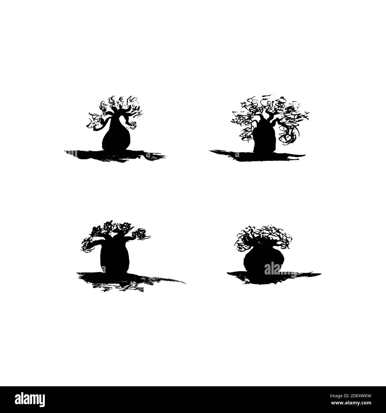 vector illustration baobab tree set. Sketch baobab Stock Vector Image ...