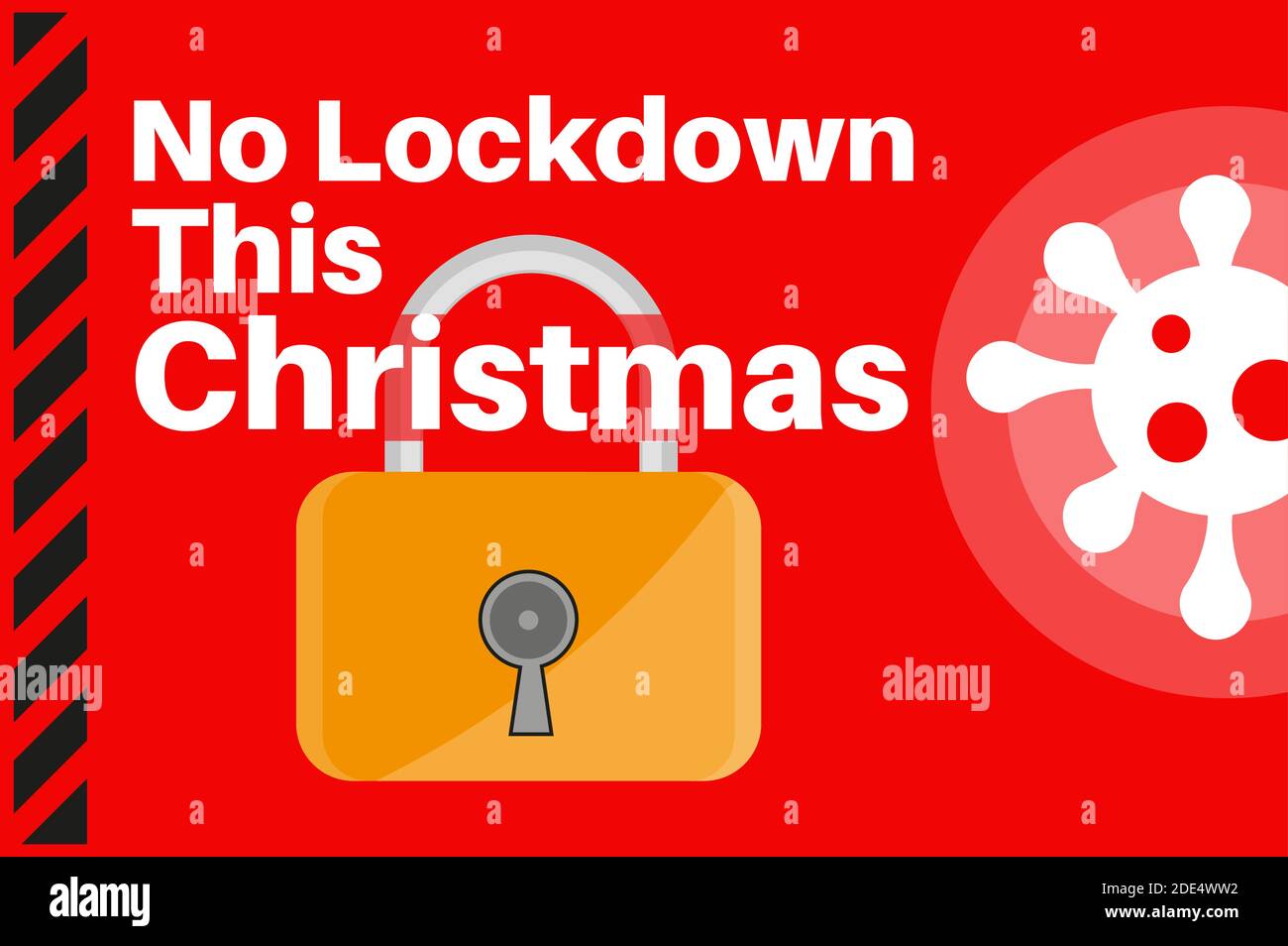 No Lockdown this Christmas Vector Illustration with virus logo Stock ...