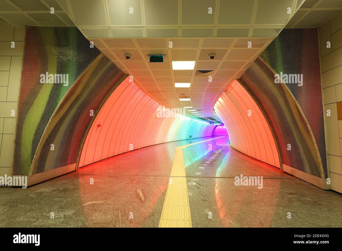 Multicolored and Modern Subway Corridor in a Metro Station Stock Photo ...