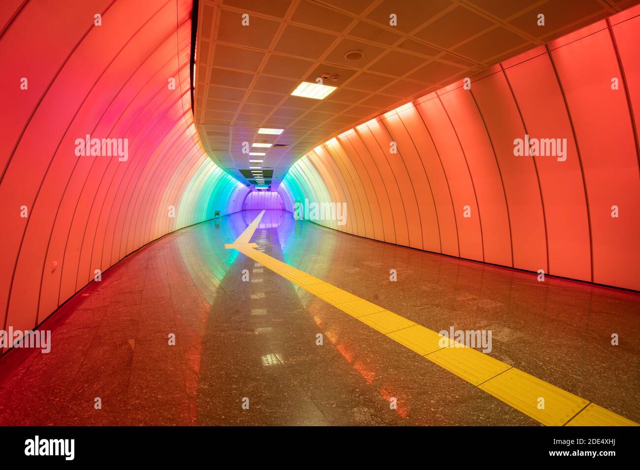 Multicolored and Modern Subway Corridor in a Metro Station Stock Photo ...
