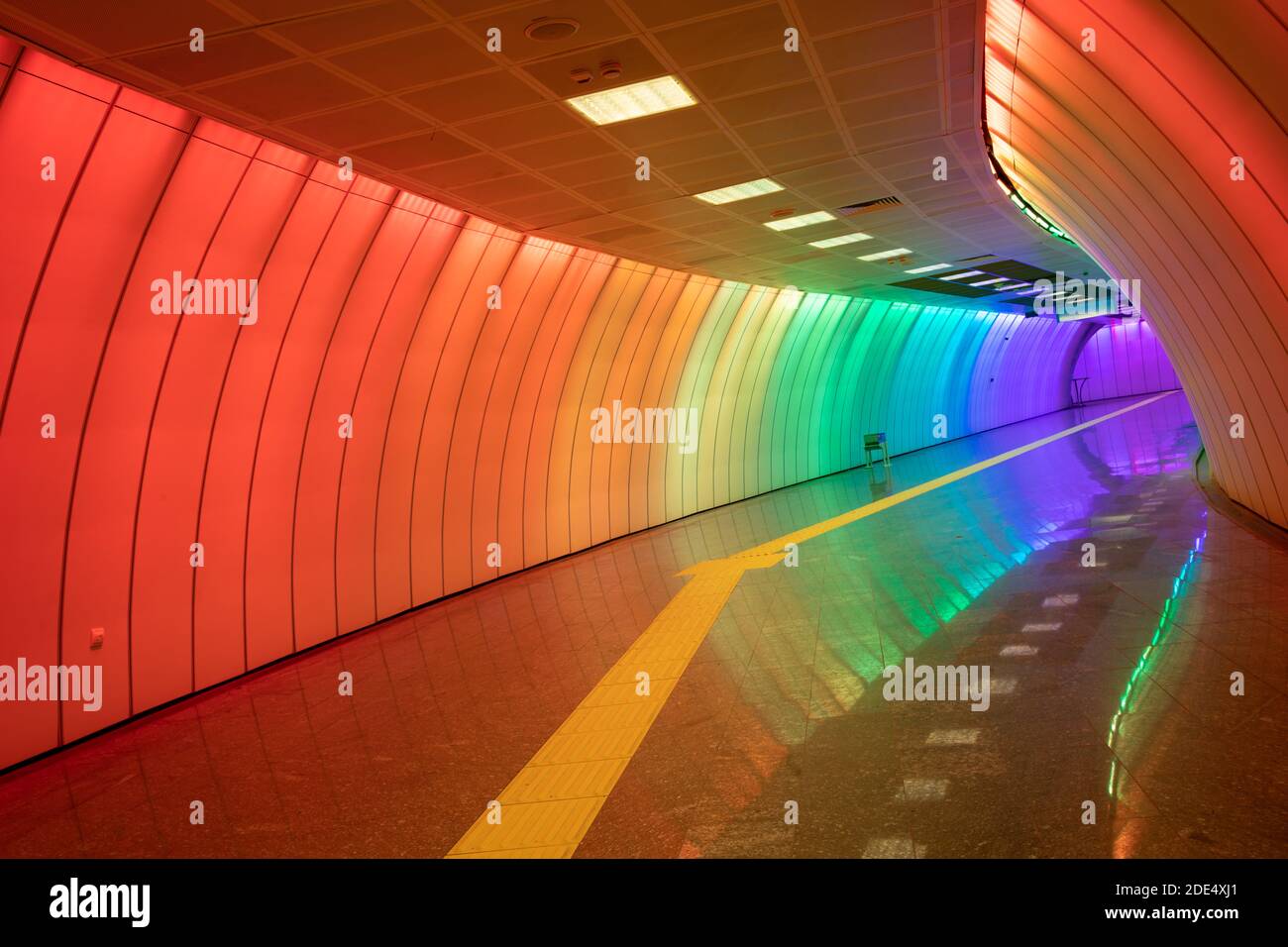 Multicolored and Modern Subway Corridor in a Metro Station Stock Photo ...