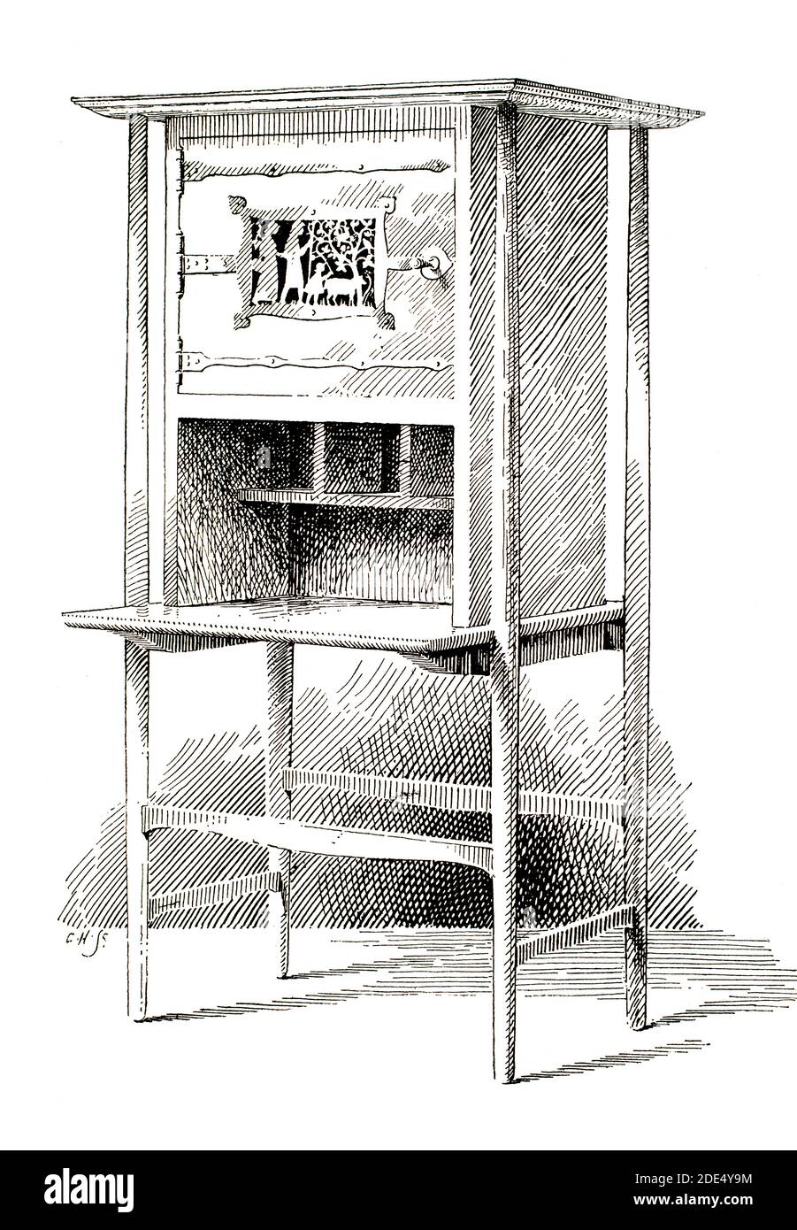 Cabinet, furniture design by C F A Voysey, reproduced in 1896 The ...