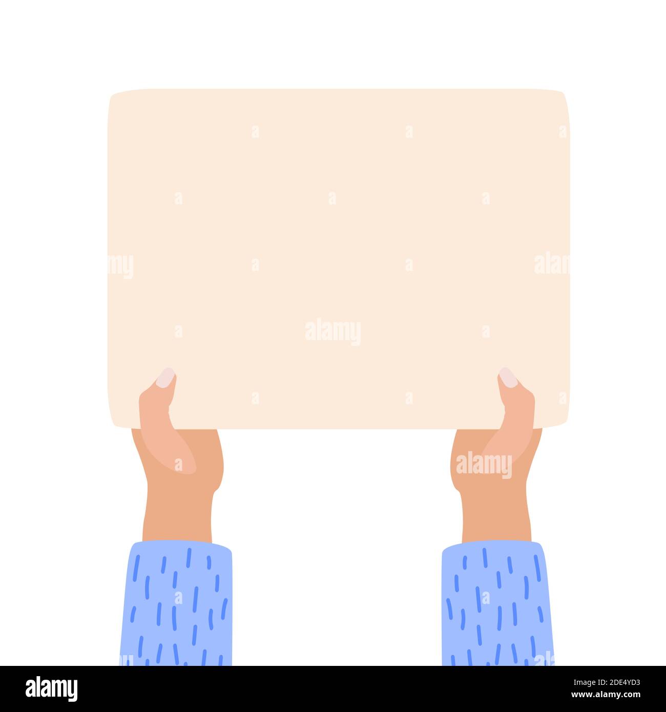 Hands Holding Blank Placard Isolated On White Background Vector