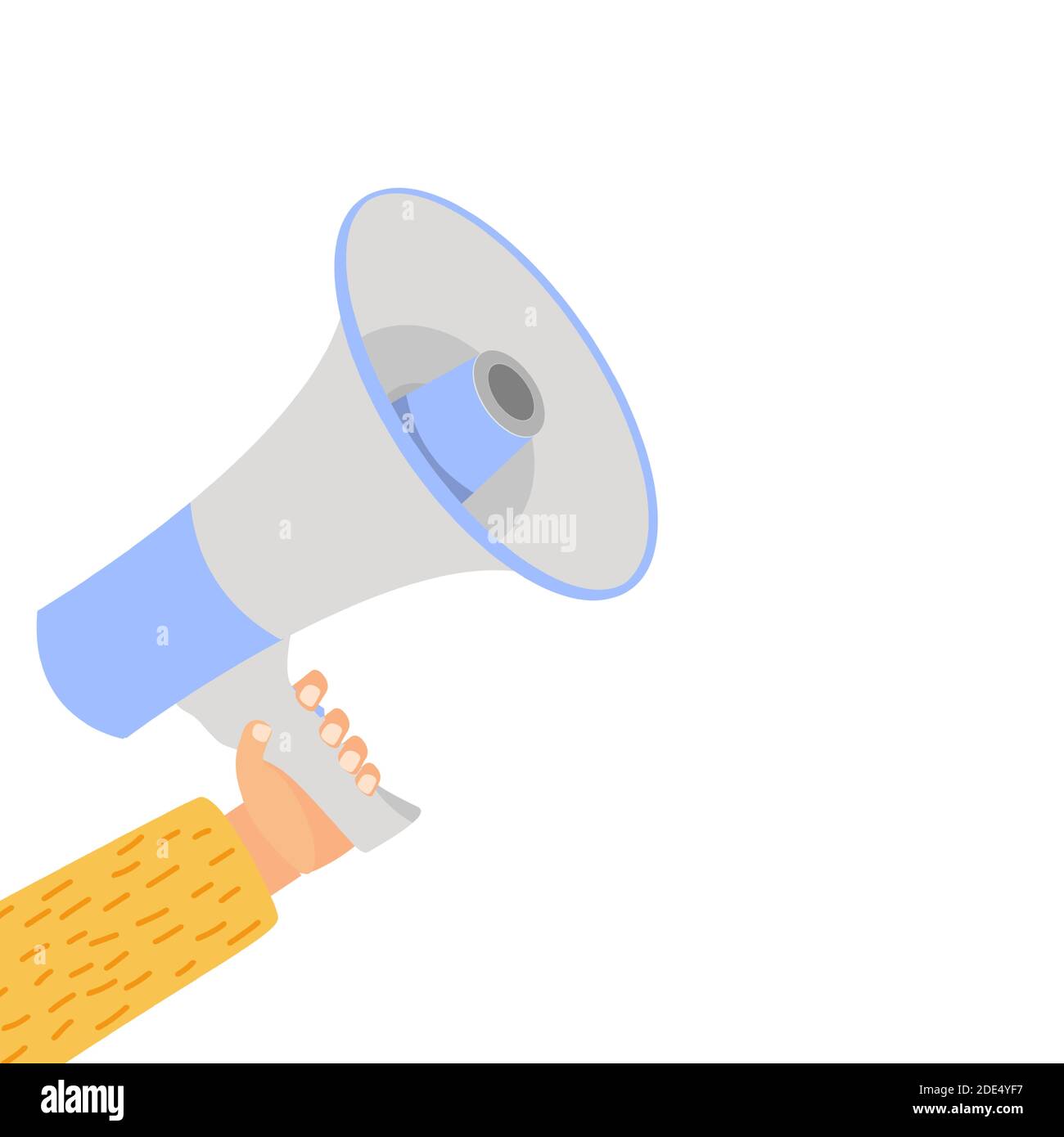 Hands holding megaphone isolated on white background. Vector ...