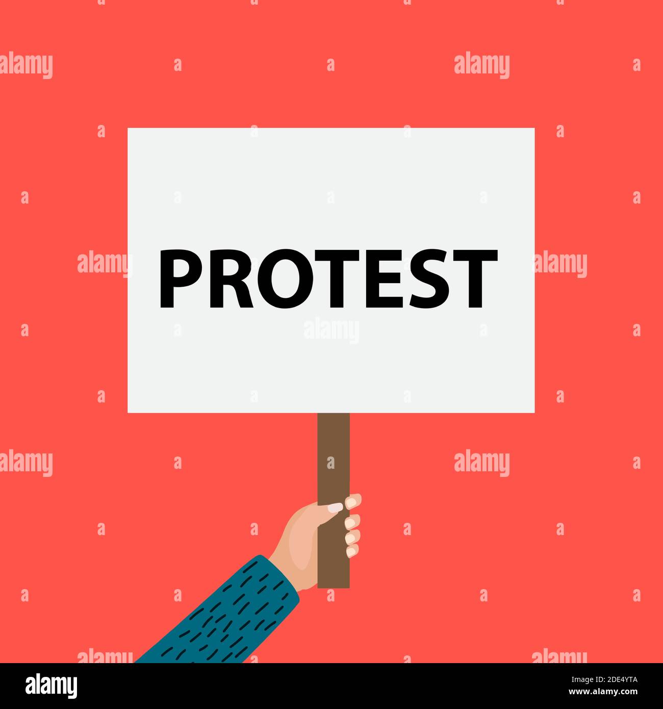 Hands holding placard with Protest word background. Vector Illustration ...