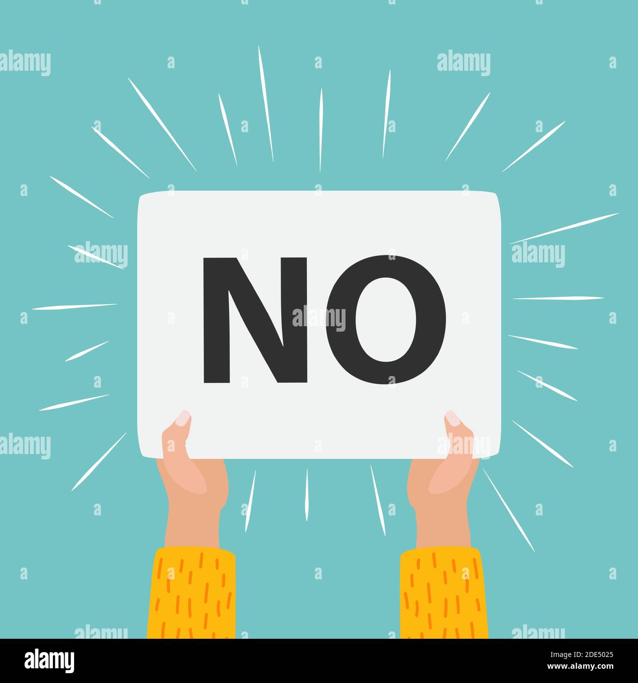 Hands holding placard with NO word background. Vector Illustration ...