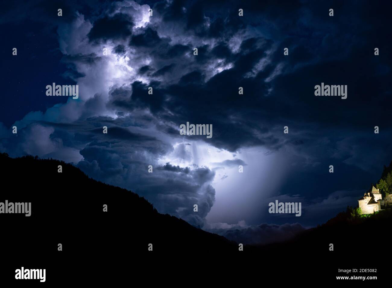 Night time image of the updraft and main convective tower of a rotating ...