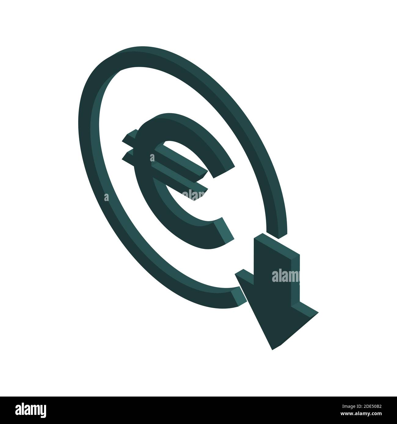 Euro reduction symbol, cost decrease icon. Reduce debt bussiness sign vector illustration Stock ...