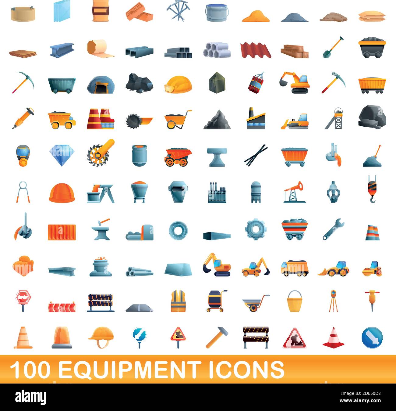 100 equipment icons set. Cartoon illustration of 100 equipment icons ...
