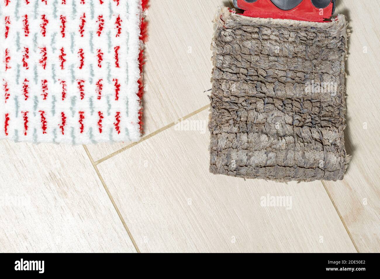 very dirty old mop cloth and new, comparison Stock Photo - Alamy