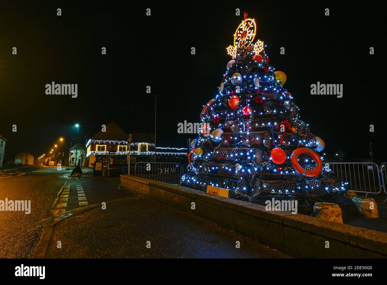 Christmas Tree made from old Crab/lobster pots on the quayside at Wells ...
