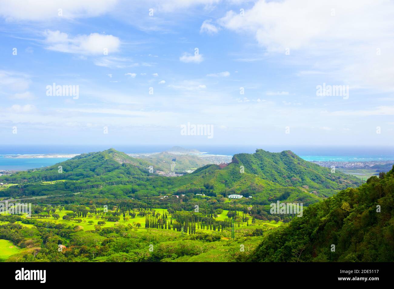 Beautiful view of Kaneohe as seen from high above on Pali Lookout ...