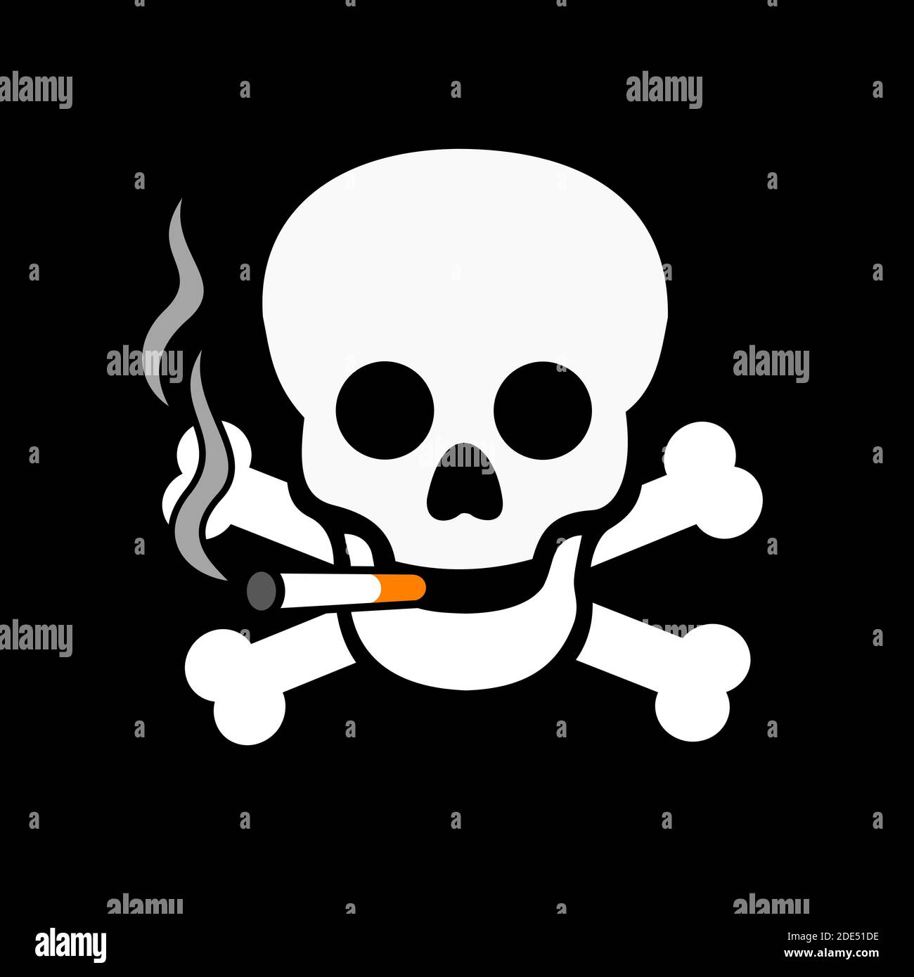 Skull is smoking cigarette. Metaphor of smoking as dangerous, harmful ...