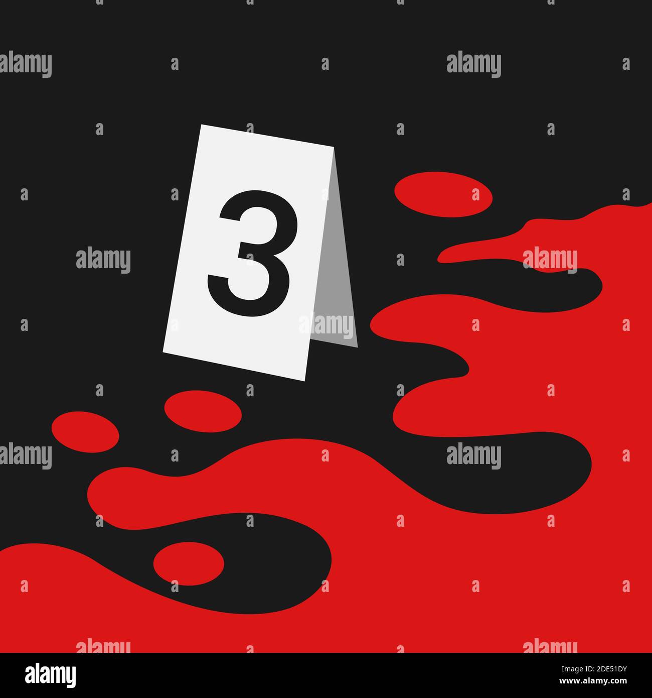 Crime scene - evidence marking during investigation of murder. Red ...