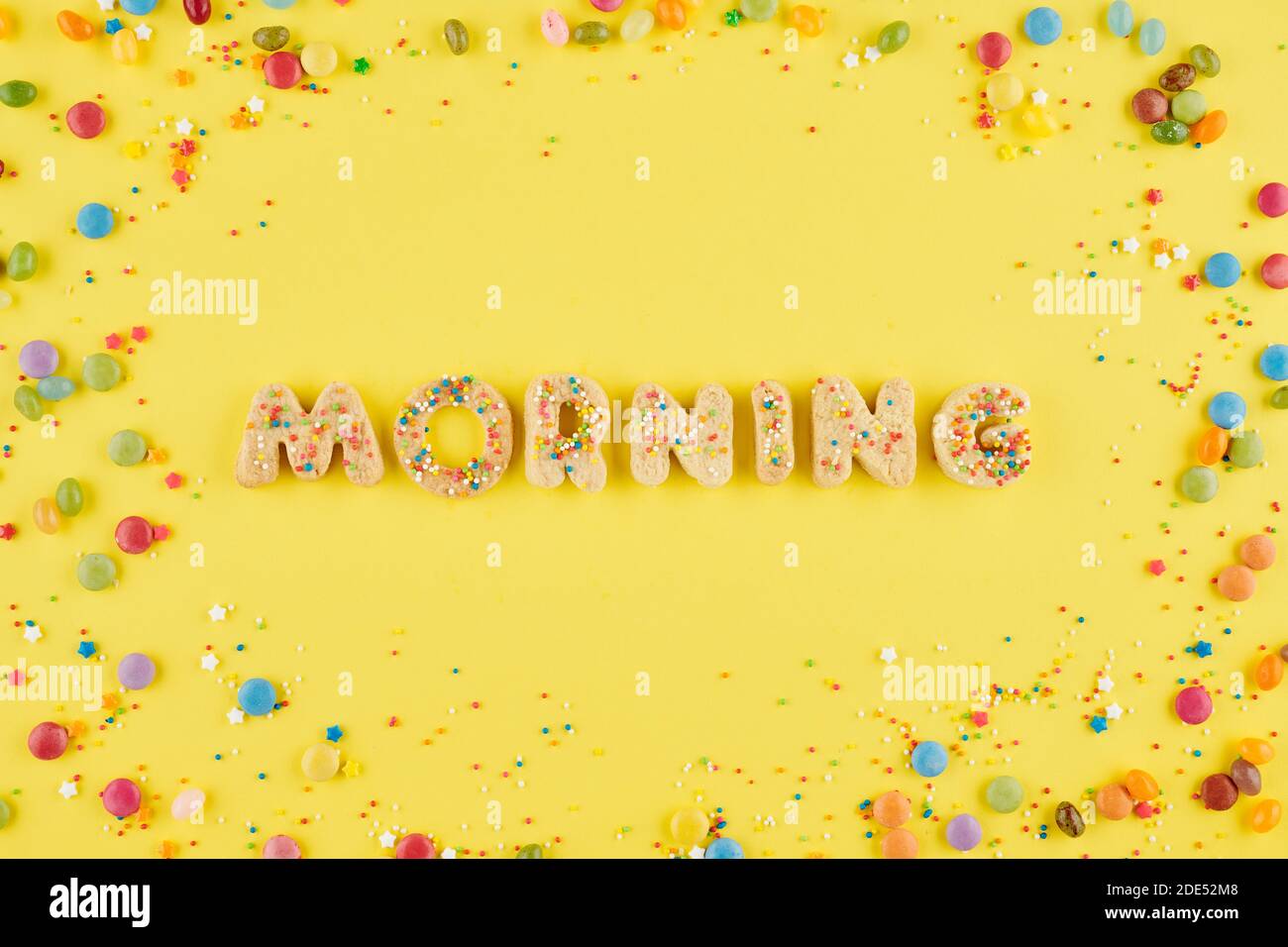 Word morning from cookie alphabet Stock Photo - Alamy