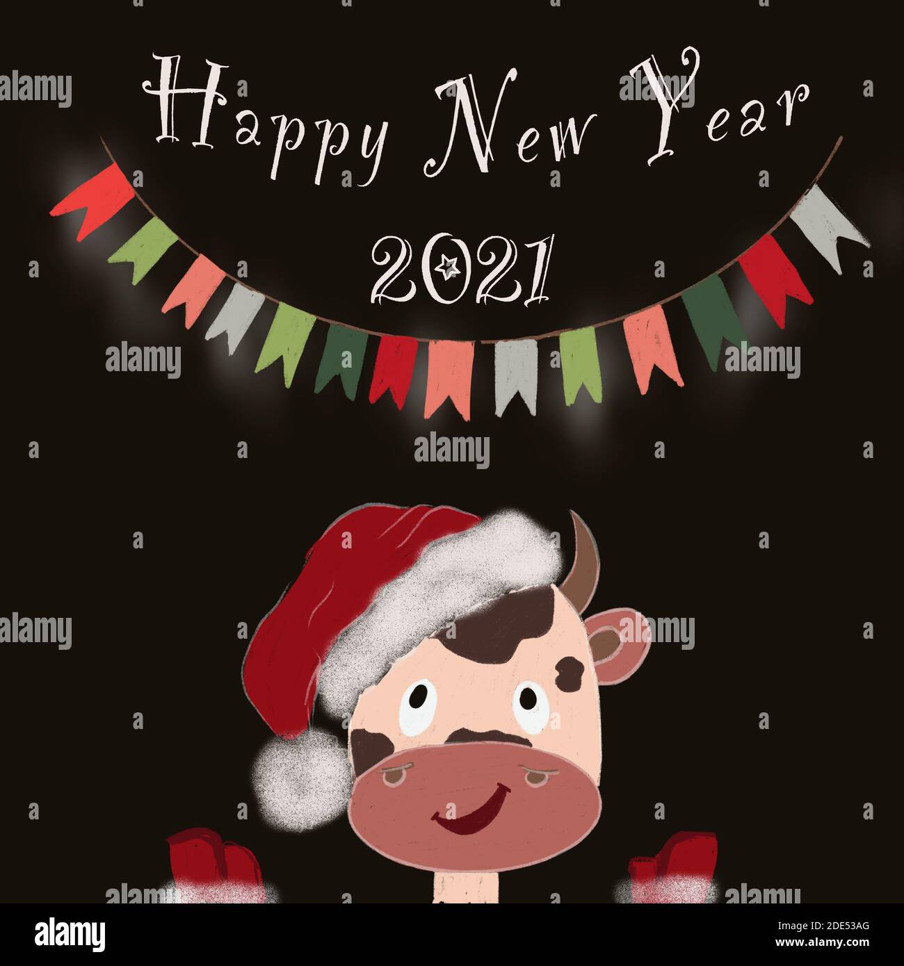 Bull zodiac symbol of the year 2021. Cute bull. New Year illustration ...