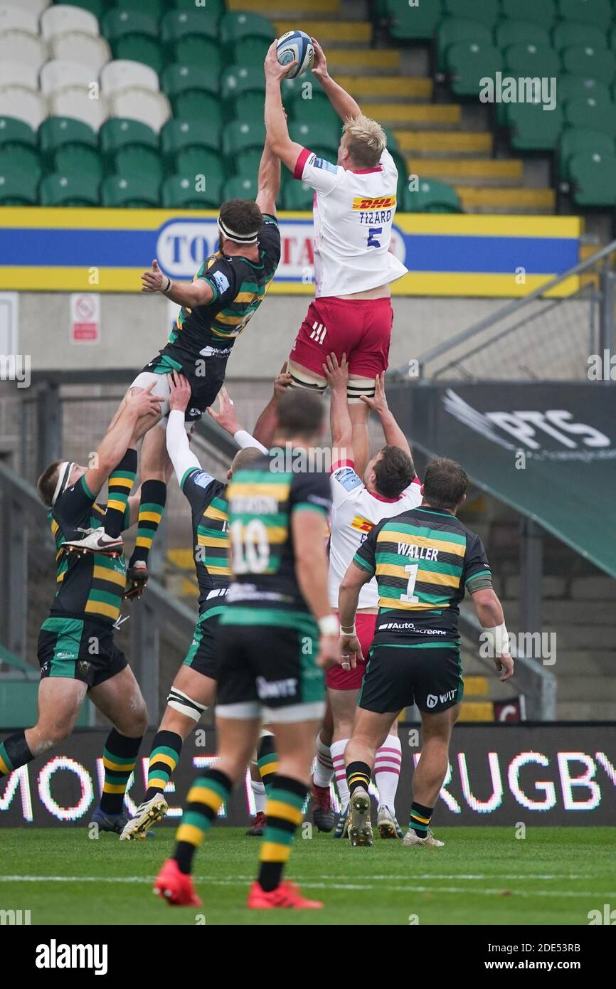 Hugh Tizard #5 of Harlequins wins the line out Stock Photo - Alamy