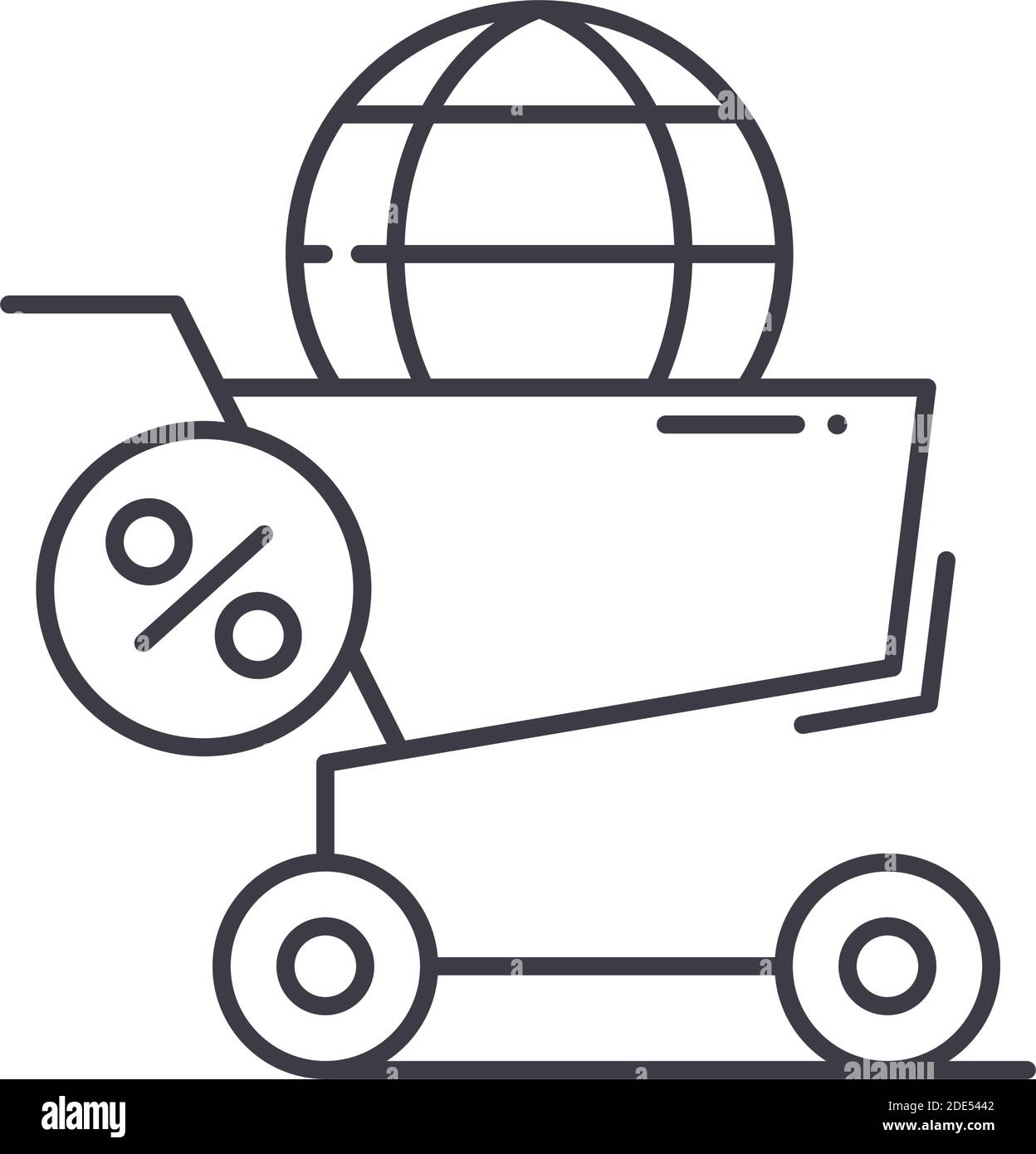 Global purchasing icon, linear isolated illustration, thin line vector, web design sign, outline ...