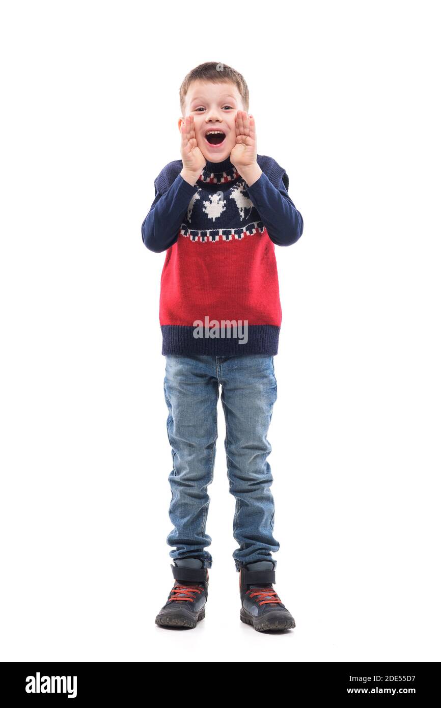 Child shouting cupped hands Cut Out Stock Images & Pictures - Alamy