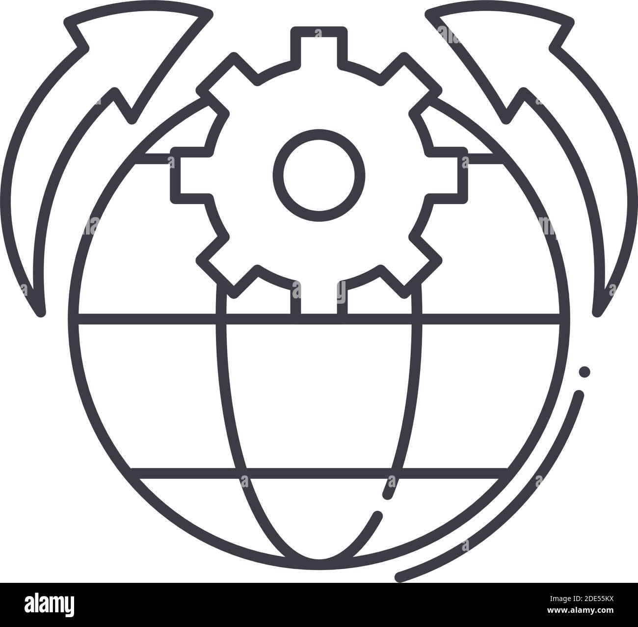 Global management icon, linear isolated illustration, thin line vector ...