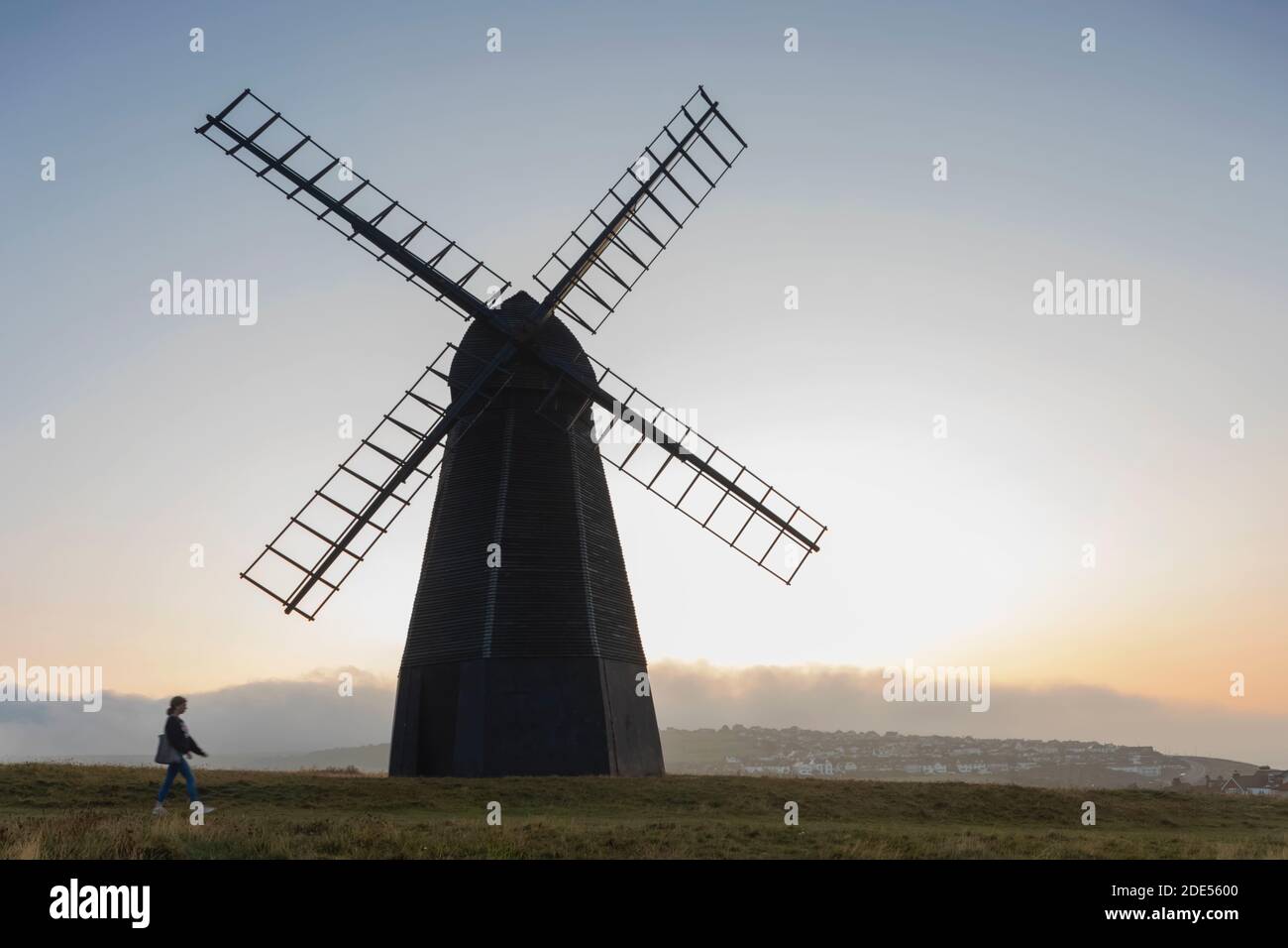 England, West Sussex, Brighton, Rottingdean, Silhouette of Rottingdean ...