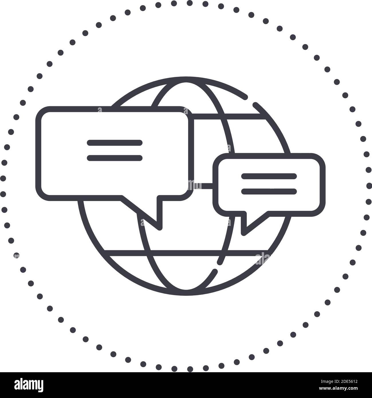 Global forum icon, linear isolated illustration, thin line vector, web ...