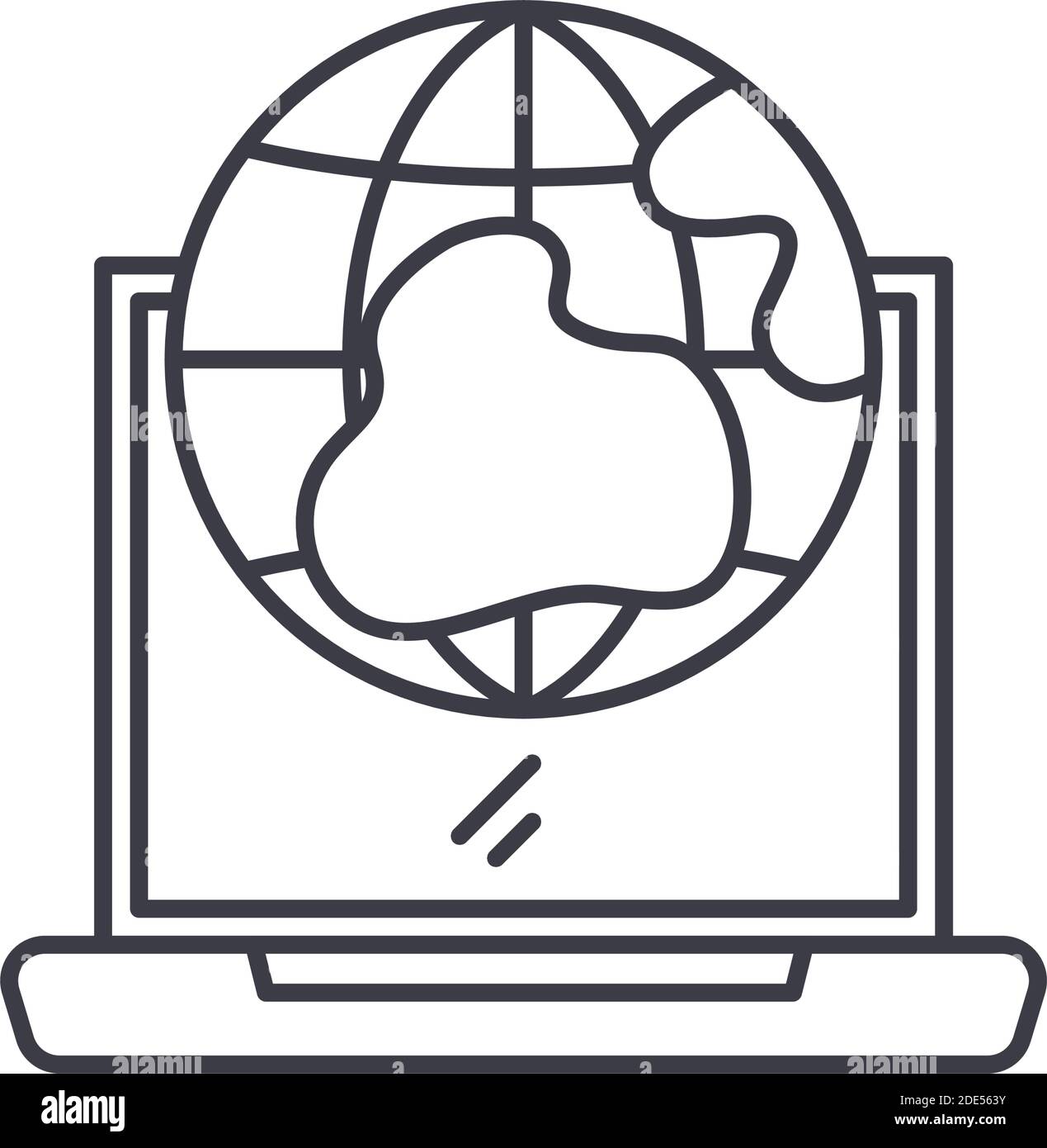 Global connection idea icon, linear isolated illustration, thin line ...