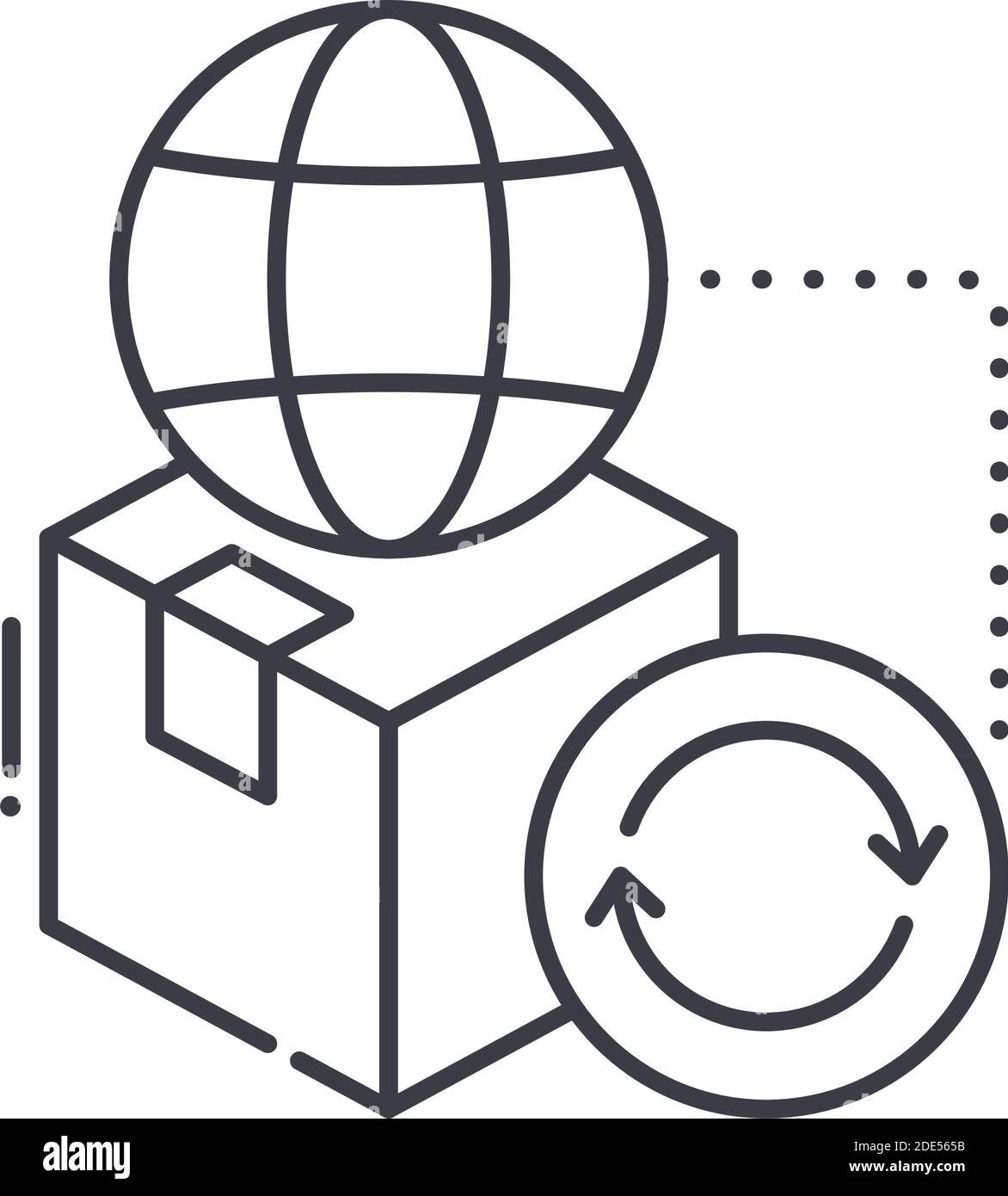 Global delivery icon, linear isolated illustration, thin line vector ...