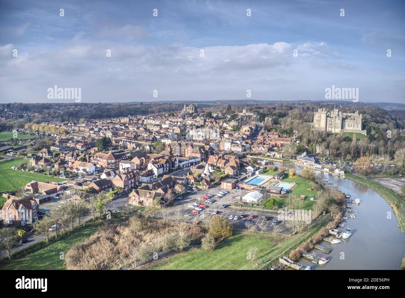 Historic Arundel aerial photo, a popular tourist destination with a ...