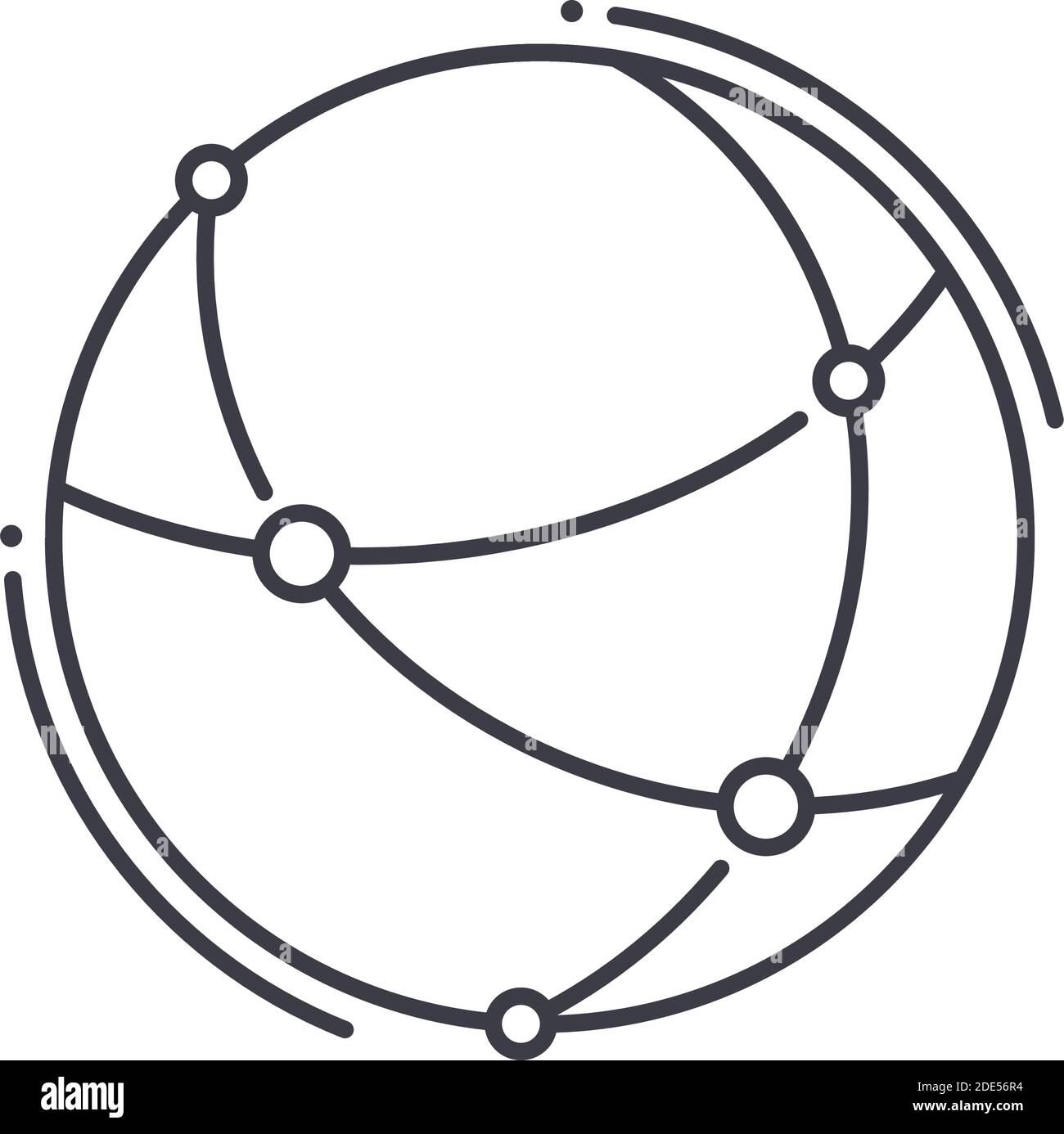 Global connection concept icon, linear isolated illustration, thin line ...