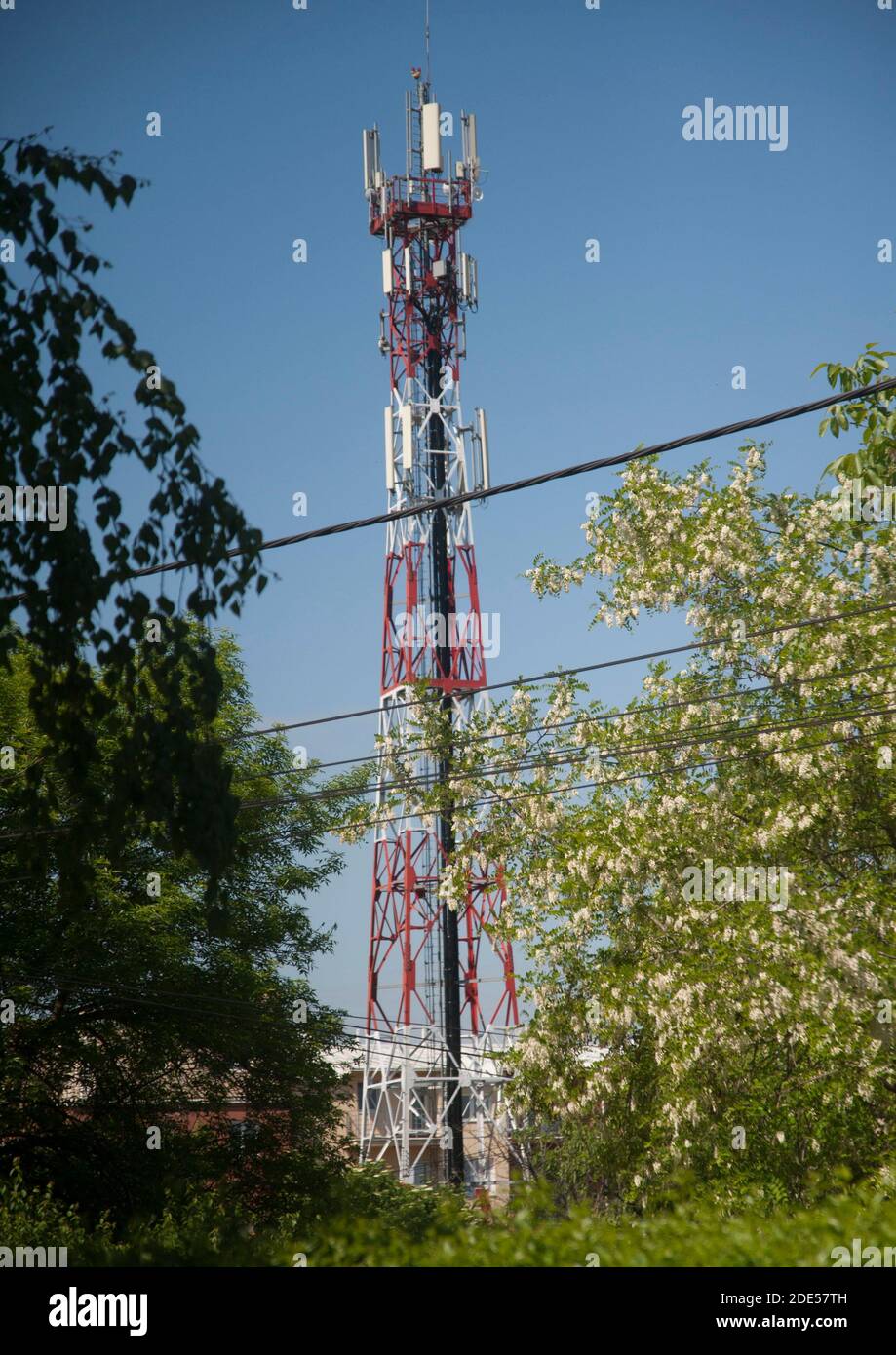 cell tower and antennas in a mobile or cellular network in the ...