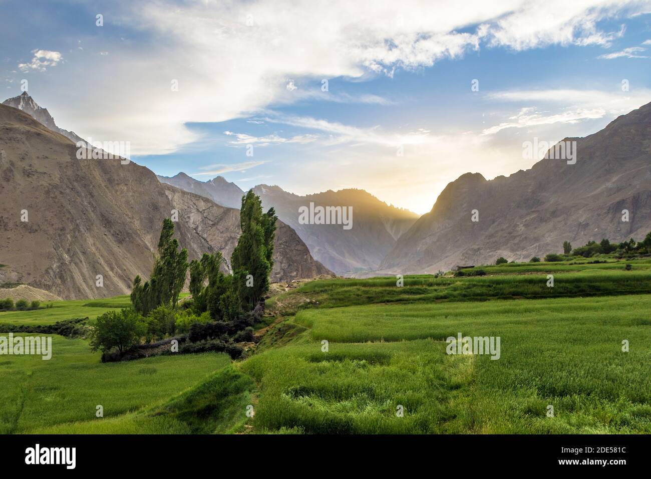 View at sunset from the fields of Askole, Pakistan Stock Photo - Alamy