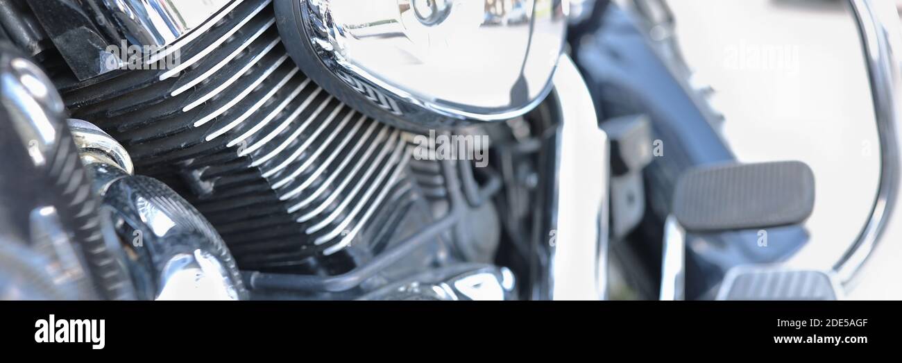 Metallic shiny motorcycle parts and motor parts Stock Photo - Alamy