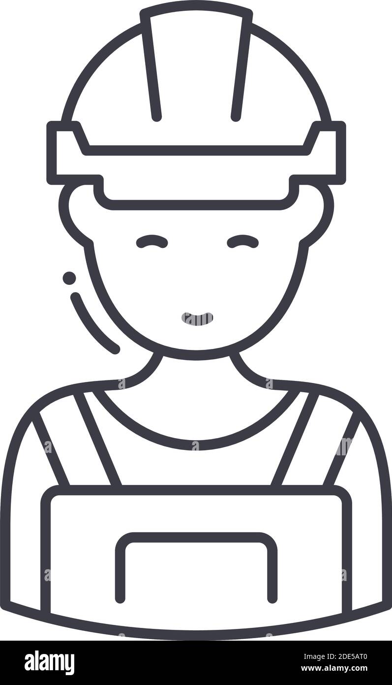 General labourer icon, linear isolated illustration, thin line vector ...