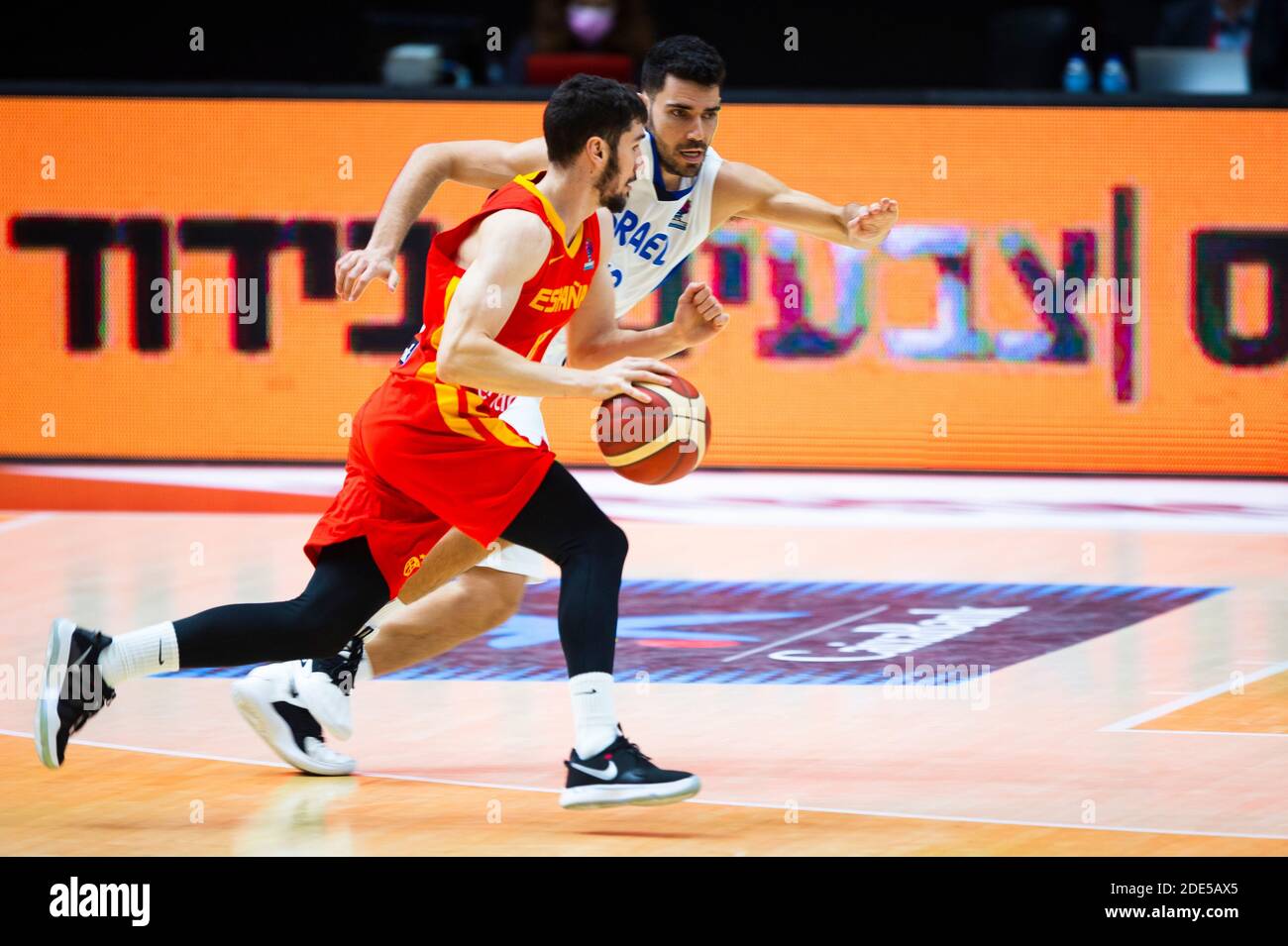 Dario Brizuela of Spain and Rafael Menco of Israel in action during the ...