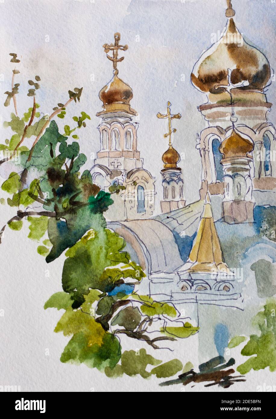 Watercolor painting street scene hi-res stock photography and images ...