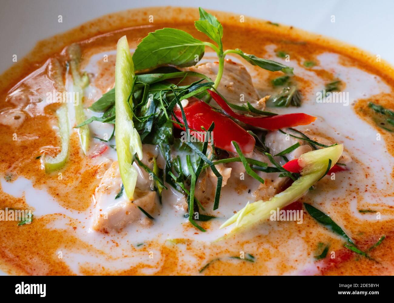 Thai food, paneng gai, paneng curry with chicken made with coconut milk ...