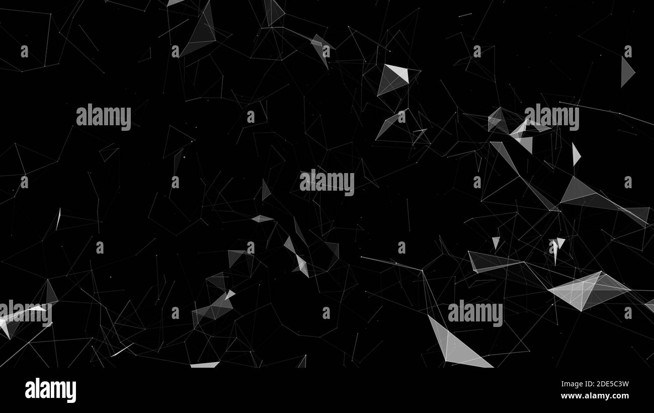 Plexus black and white moving dots and lines geometrical shapes animation Future digital ...