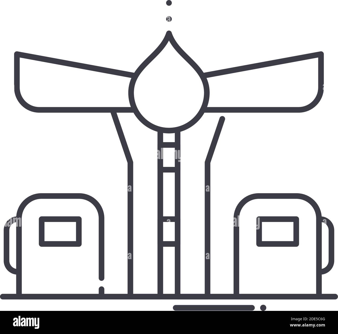 Gas station building icon, linear isolated illustration, thin line ...