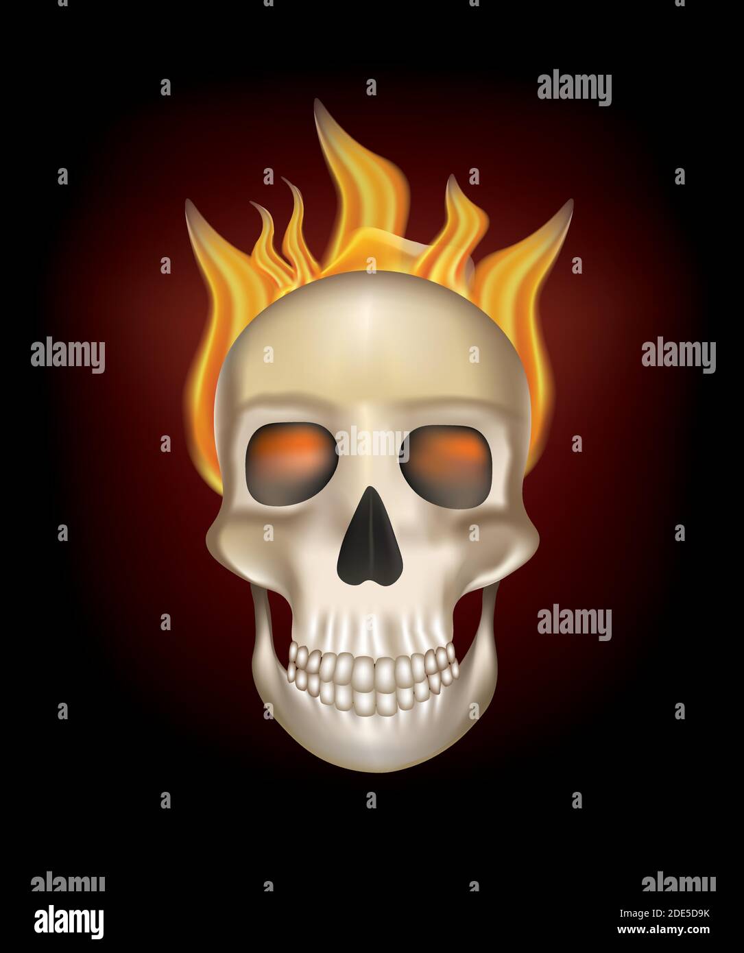 Fire behind human skull. vector illustration Stock Vector Image & Art ...